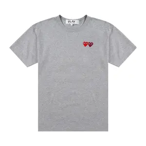 Play Comme Des Garcon Double Heart T-shirt - Grey