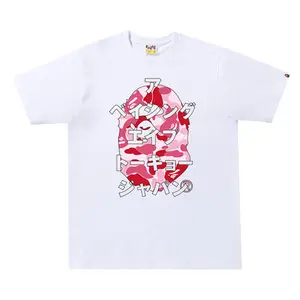 A BATHING APE Abc Camo Japanese Letters Tee /pink - White