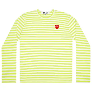 Play Comme Des Garcon Pastelle Striped Long-sleeve Shirt - Green
