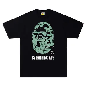 A BATHING APE Text Code Camo Bathing Ape Tee - Black