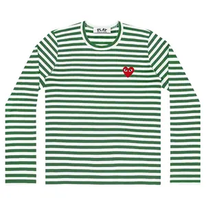 Play Comme Des Garcon Striped Long-sleeve T-shirt 'green' Green