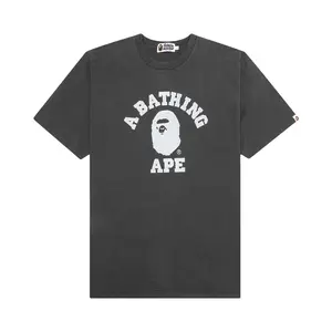 A BATHING APE Pigment Dyed College Relaxed Fit Tee - Black