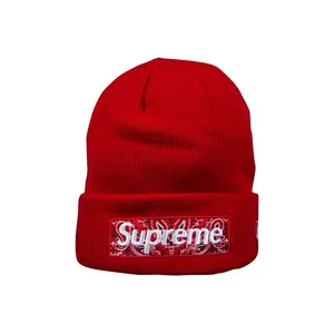Supreme X New Era Bandana Box Logo Beanie - Red | Editorialist