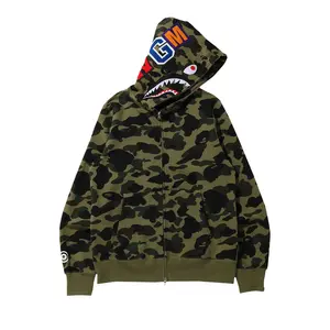 A BATHING APE 1st Camo Shark Full Zip Hoodie - Green