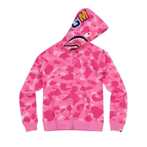 A BATHING APE Abc Camo Shark Full Zip Hoodie - Pink