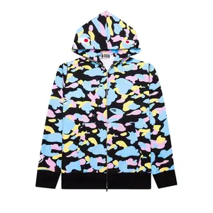 A BATHING APE Multi Camo 2nd Shark Full Zip Hoodie - Black