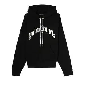 Palm Angels Curved Logo Hoody - Black