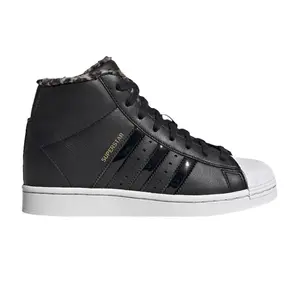 Adidas Superstar Up Faux Leopard Fur Sneakers - Black