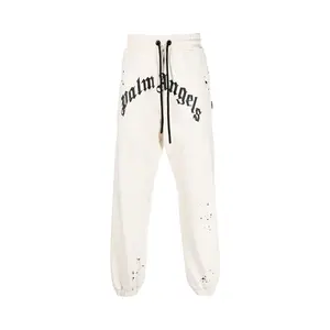 Palm Angels Glittered Logo Sweatpants - White