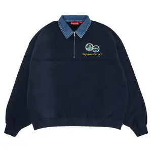 Supreme Denim Collar Half Zip Sweatshirt - Blue