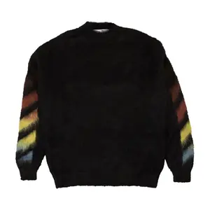 Off-White Diag Brushed Mohair Crewneck Sweater - Black