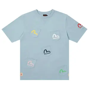 PALACE X Evisu Multi Pocket T-shirt 'dusty - Blue
