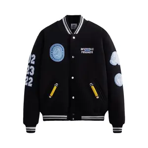 Kith X Invisible Friends Manteco Wool Varsity Jacket - Black