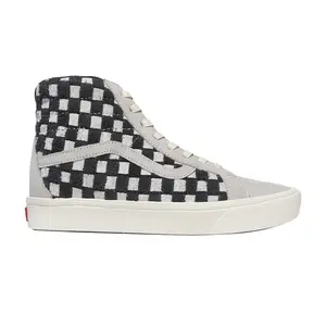 VANS Sk8-hi Reissue Lx Comfycush Hairy Suede Checkerboard High Top Sneakers - Cream