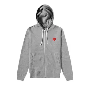 Play Comme Des Garcon X Invader Logo Zip-up Hoodie - Grey