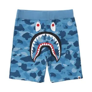 A BATHING APE Honeycomb Camo Shark Sweat Shorts - Blue