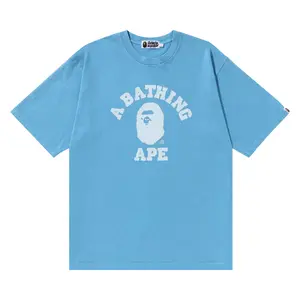 A BATHING APE Stone Wash College Relaxed Tee 'sax - Blue