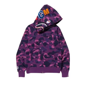 A BATHING APE Color Camo Shark Full Zip Hoodie - Purple