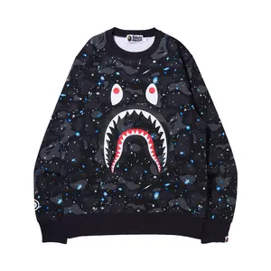 A BATHING APE Space Camo Shark Crewneck - Black