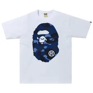 A BATHING APE Color Camo Big Ape Head Tee /blue - White