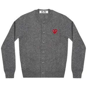 Play Comme Des Garcon Heart Cardigan - Grey