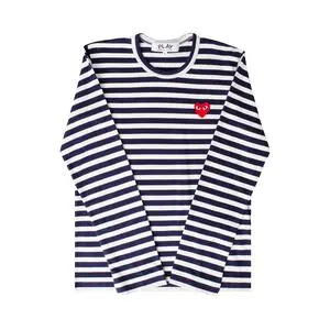Play Comme Des Garcon Striped Long-sleeve T-shirt - Blue