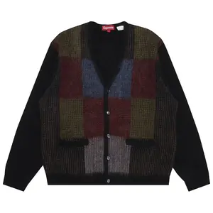 Supreme Brushed Grid Cardigan - Black