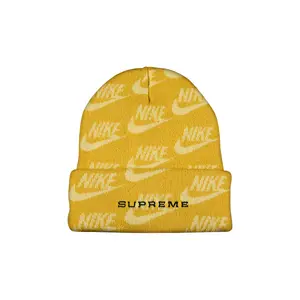 Supreme X Nike Jacquard Logos Beanie - Yellow