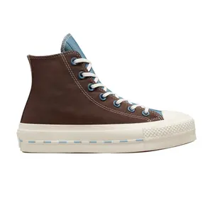 CONVERSE Chuck Taylor All Star Lift Platform Crafted Canvas High Top Sneakers Brown