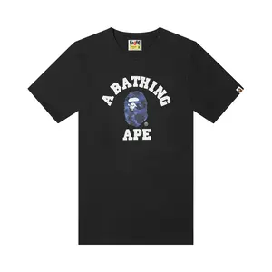 A BATHING APE Color Camo College Tee /navy - Black