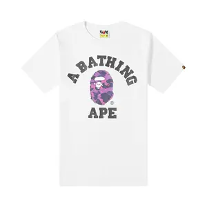 A BATHING APE Color Camo College Tee /purple - White