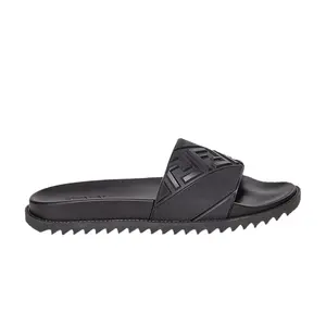 Fendi Rubber Slides With Embossed Ff Motif - Black