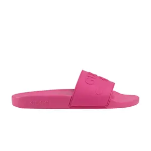 Gucci Logo Rubber Slides - Pink