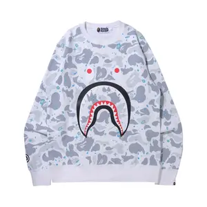 A BATHING APE Space Camo Shark Crewneck - White