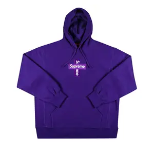Supreme Cross Box Logo Hooded Sweatshirt - Purple