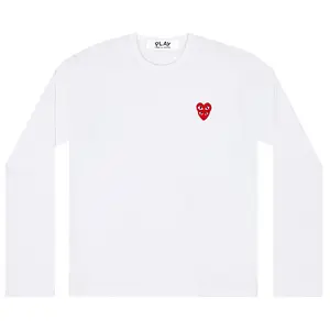 Play Comme Des Garcon Double Heart Long-sleeve T-shirt - White