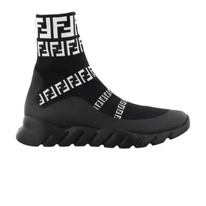 Fendi Ff Motif Tech Fabric High Top Sneakers