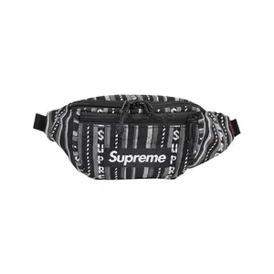Supreme Woven Stripe Waist Bag - Black
