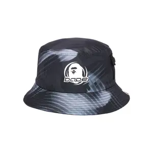 A BATHING APE Stroke Camo Pocket Bucket Hat - Black