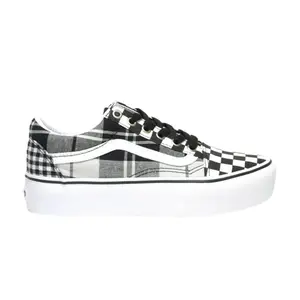 VANS Old Skool Plaid Checkerboard Platform Sneakers Black