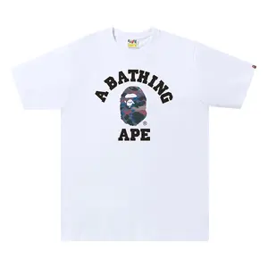 A BATHING APE Grid Camo College Tee /purple - White