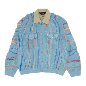 Supreme X Coogi Knit Trucker Jacket - Blue
