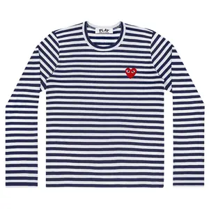 Play Comme Des Garcon Heart Logo Long-sleeve Stripe Shirt - White