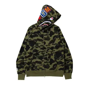 A BATHING APE 1st Camo Shark Full Zip Hoodie - Green