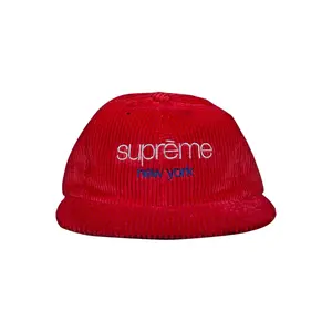 Supreme Waffle Cord Classic Logo 6-panel Cap - Red