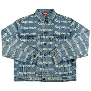 Supreme Frayed Logos Denim Trucker Jacket - Blue