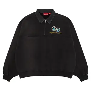 Supreme Denim Collar Half Zip Sweatshirt - Black