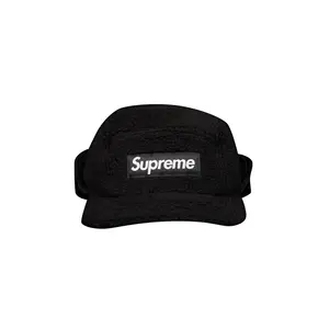 Supreme Deep Pile Earflap Camp Cap - Black