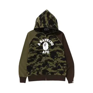 A BATHING APE 1st Camo Crazy College Full Zip Hoodie - Green
