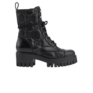 Gucci Gg Matelassé Lace-up Boots